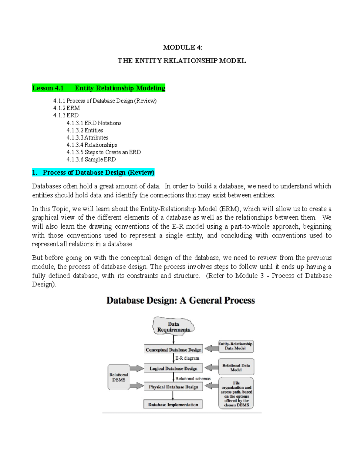 Notes on The Accounting Entity Relationship Model - MODULE 4: THE ...
