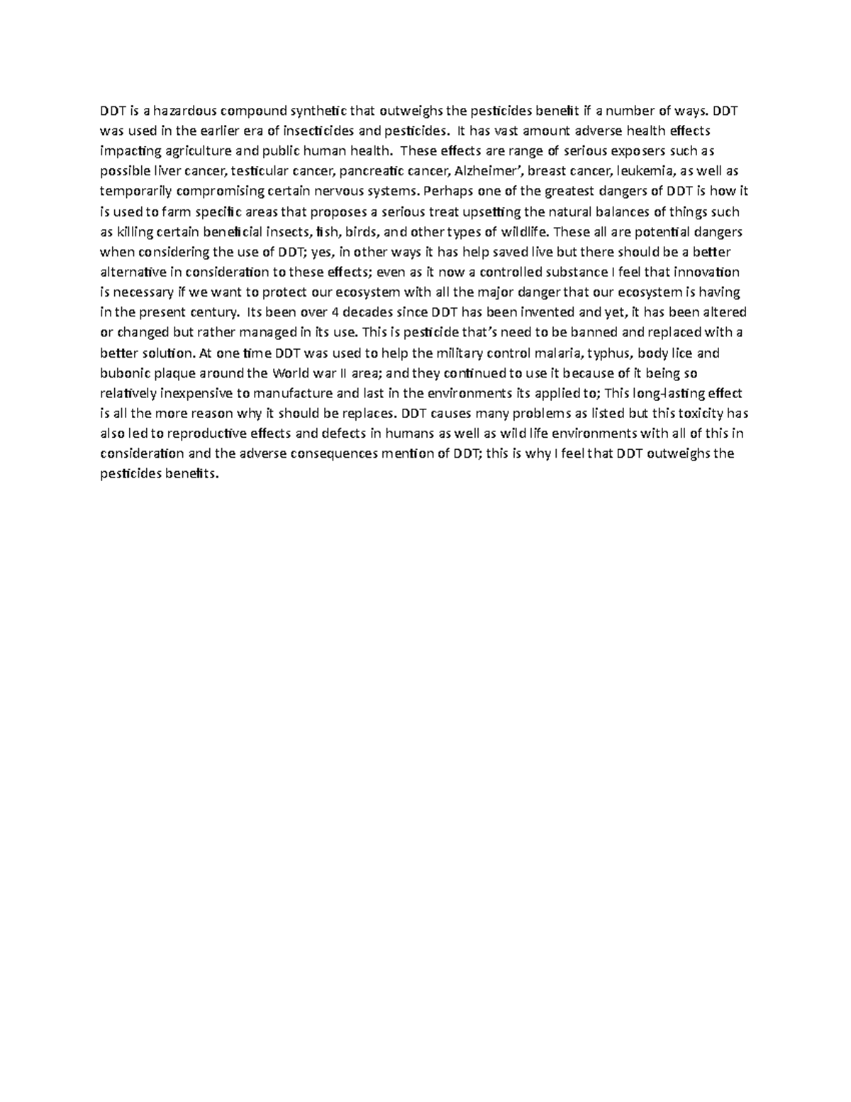 DDT - Module notes and discussion about DDT - DDT is a hazardous ...