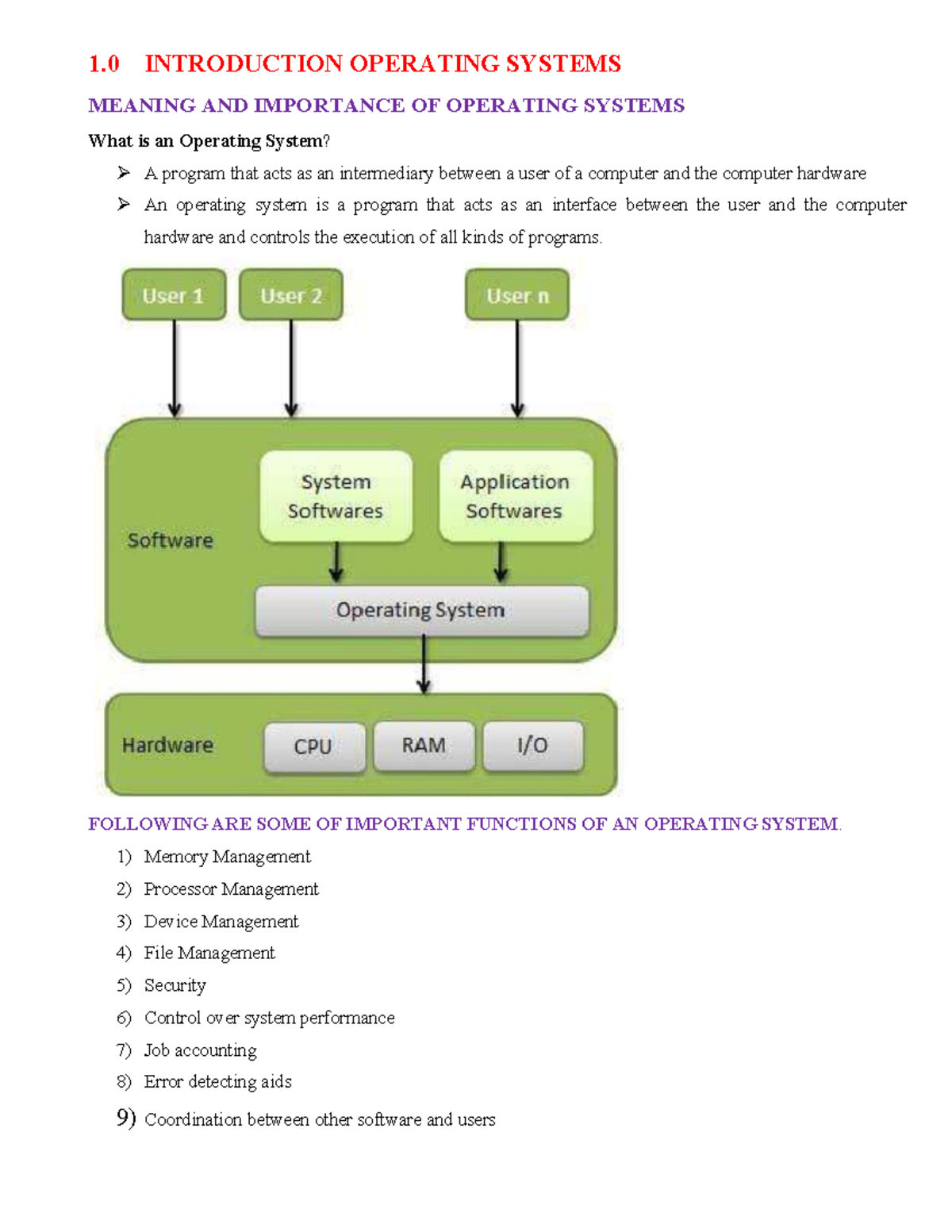 Operating Systems-2 - Revision material - 1 INTRODUCTION OPERATING SYSTEMS MEANING AND ...