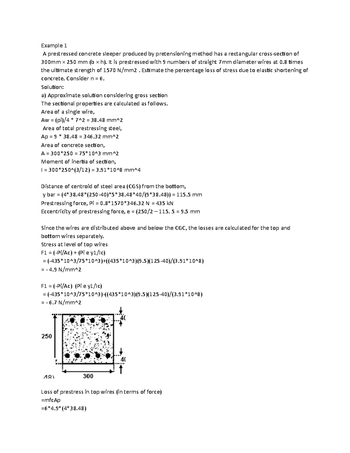 Losses of Prestress sample problem - Example 1 A prestressed concrete ...