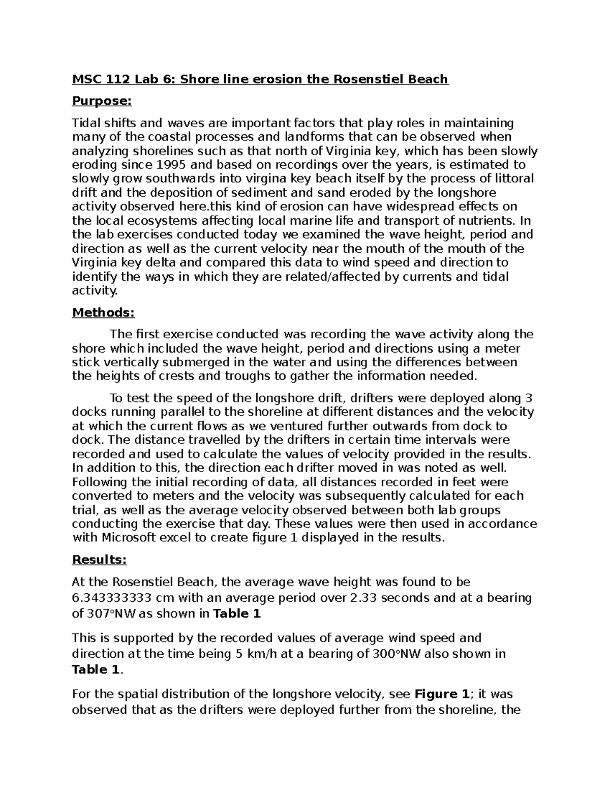 MSC 112 Lab 6 shoreline erosion - MSC 112 Lab 6: Shore line erosion the ...