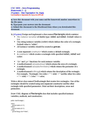 [Solved] Write an inheritance hierarchy for classes Quadrilateral - Java Programming (CSC 3020 ...