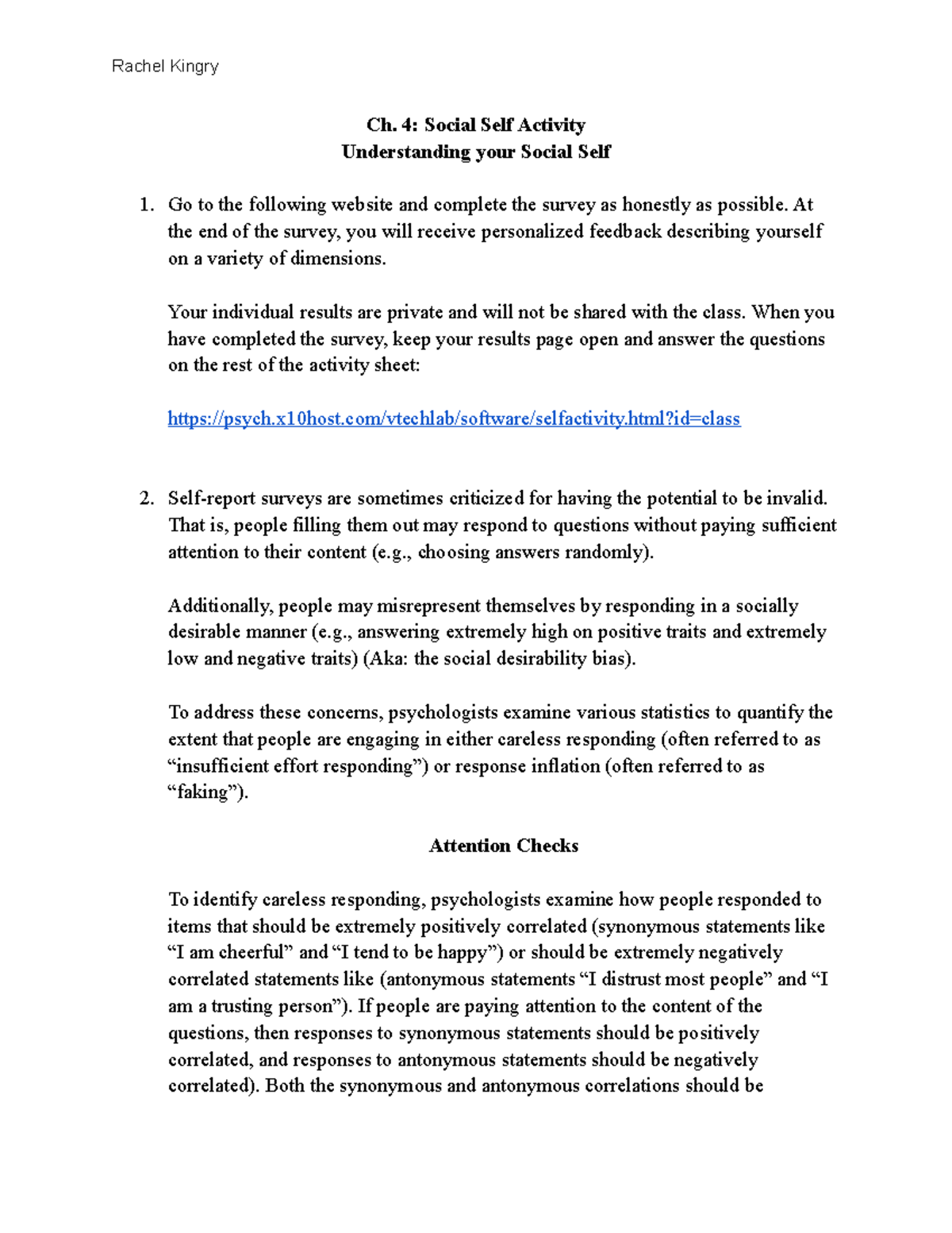 Social Self Activity Sheet pt1 - Ch. 4: Social Self Activity ...