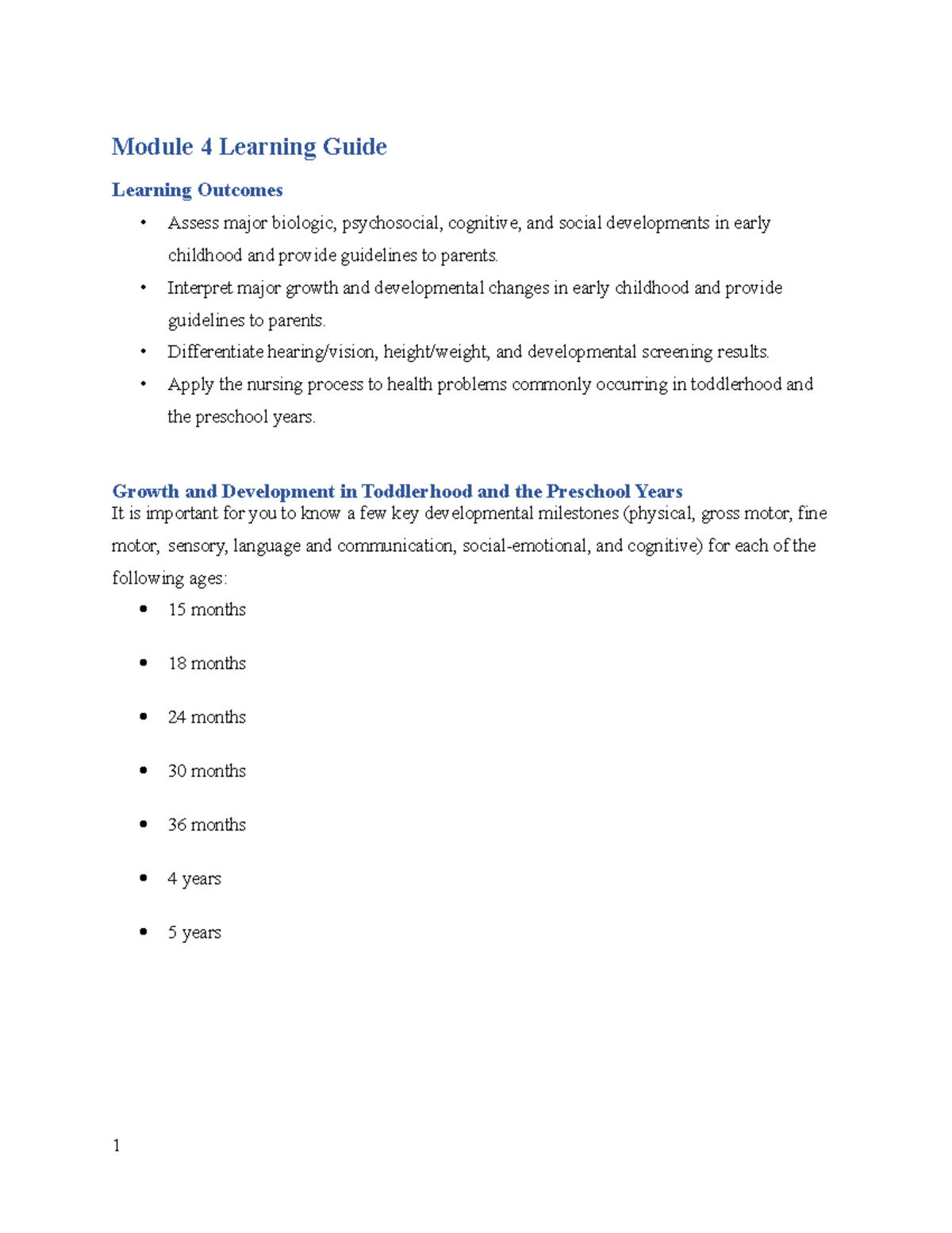 NURS 3574 Module 4 Learning Guide - Module 4 Learning Guide Learning ...
