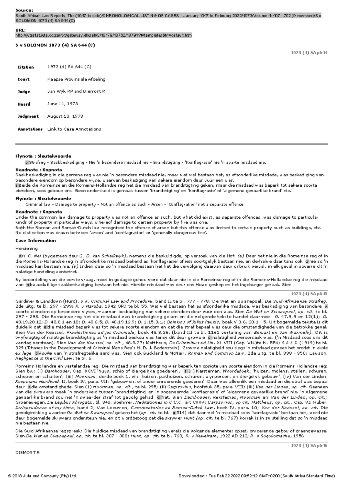 S v Solomon 1973 (4) SA 644 (C) - Source: South African Law Reports ...