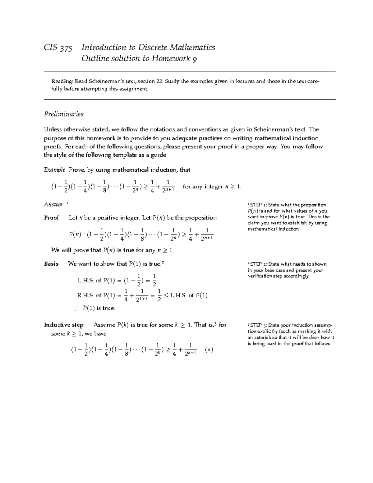 Hw09-sol - Homework 9 solutions Discrete Mathematics Profesor : Andrew ...