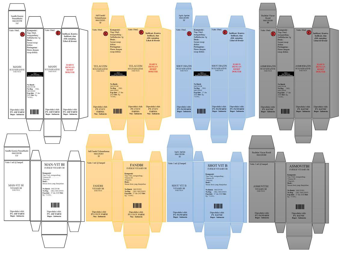 Kemasan Inject Ampul Sulfadiazin 10 ML, VIT B1 1ML - MANN SULFADIAZINE ...