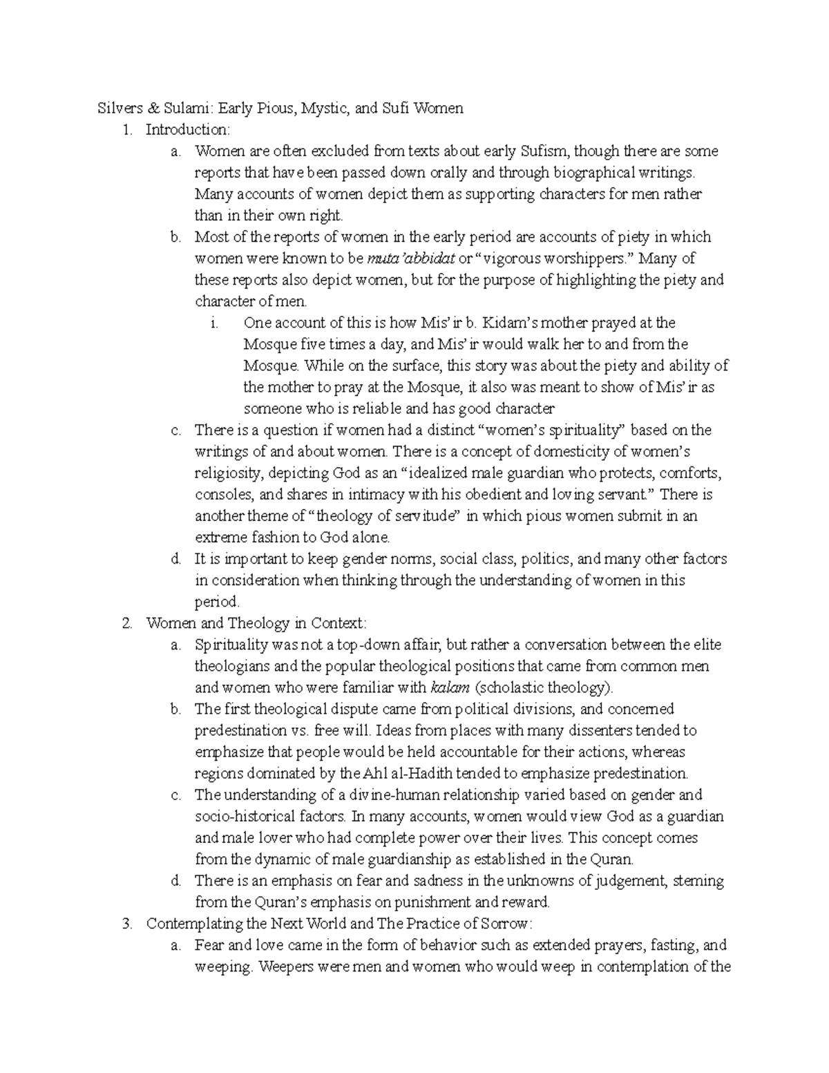 Silvers and Sulami Sample report - Silvers & Sulami: Early Pious ...
