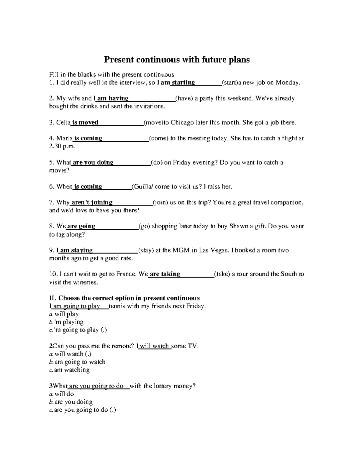 Present continuous with future plans II142 - Present continuous with ...