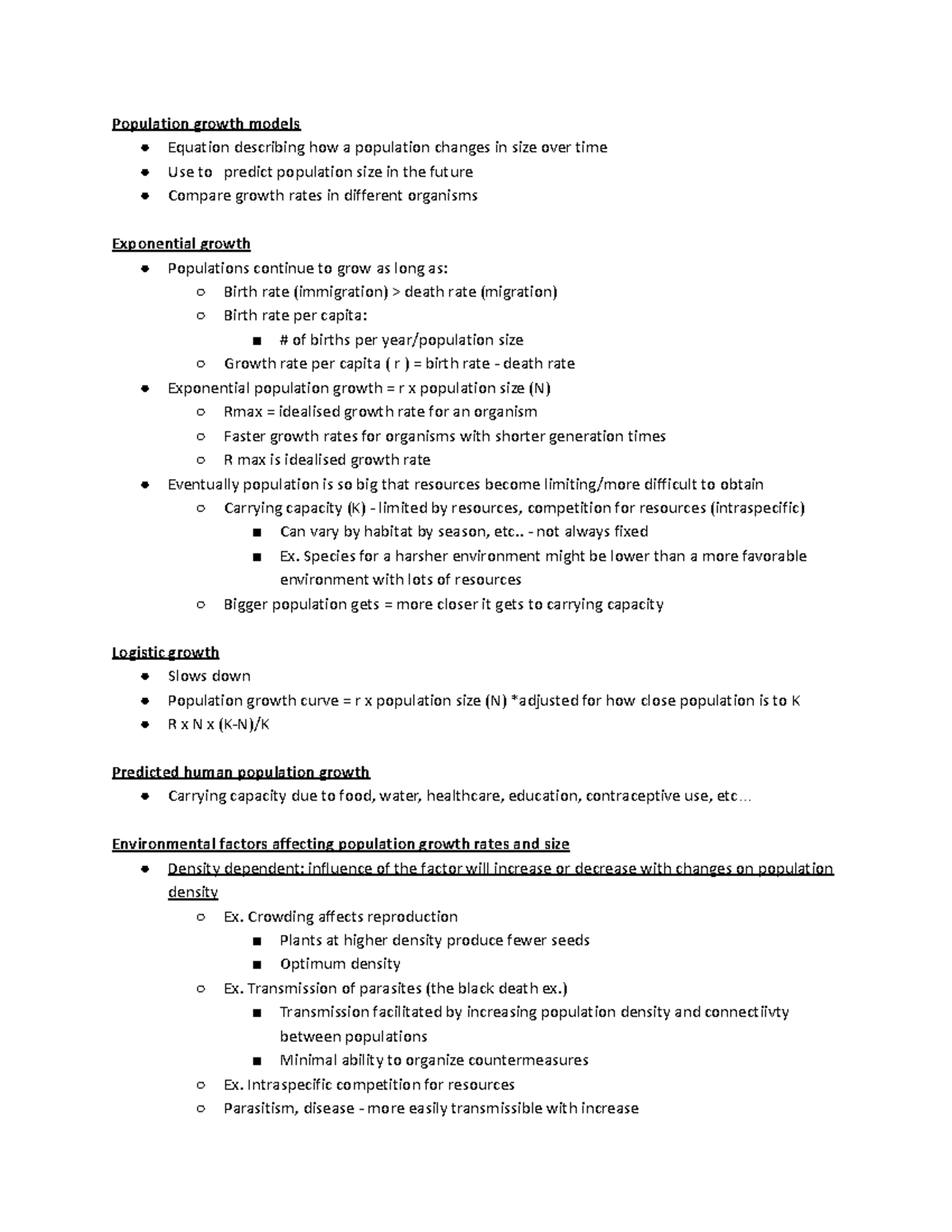 Biology Cycle 11 - Population Ecology - Population growth models ...