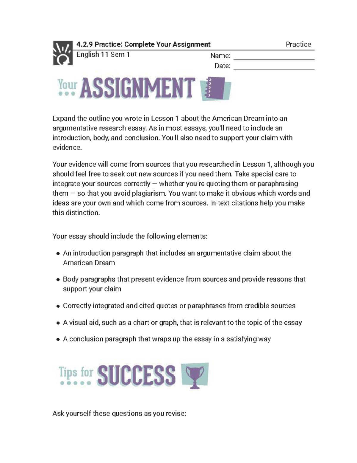 4.2.9 Practice - Complete Your Assignment (Practice) - 4.2 Practice ...