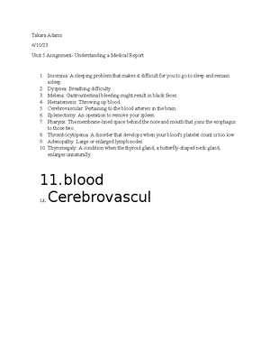 Unit 4 breaking down - assignments - Unit 4: Breaking Down Medical ...