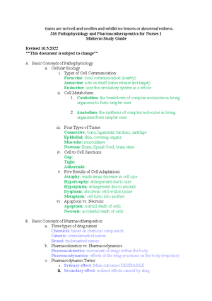 N316 Pathophysiology:Pharmacology Final Study Guide - N316 ...