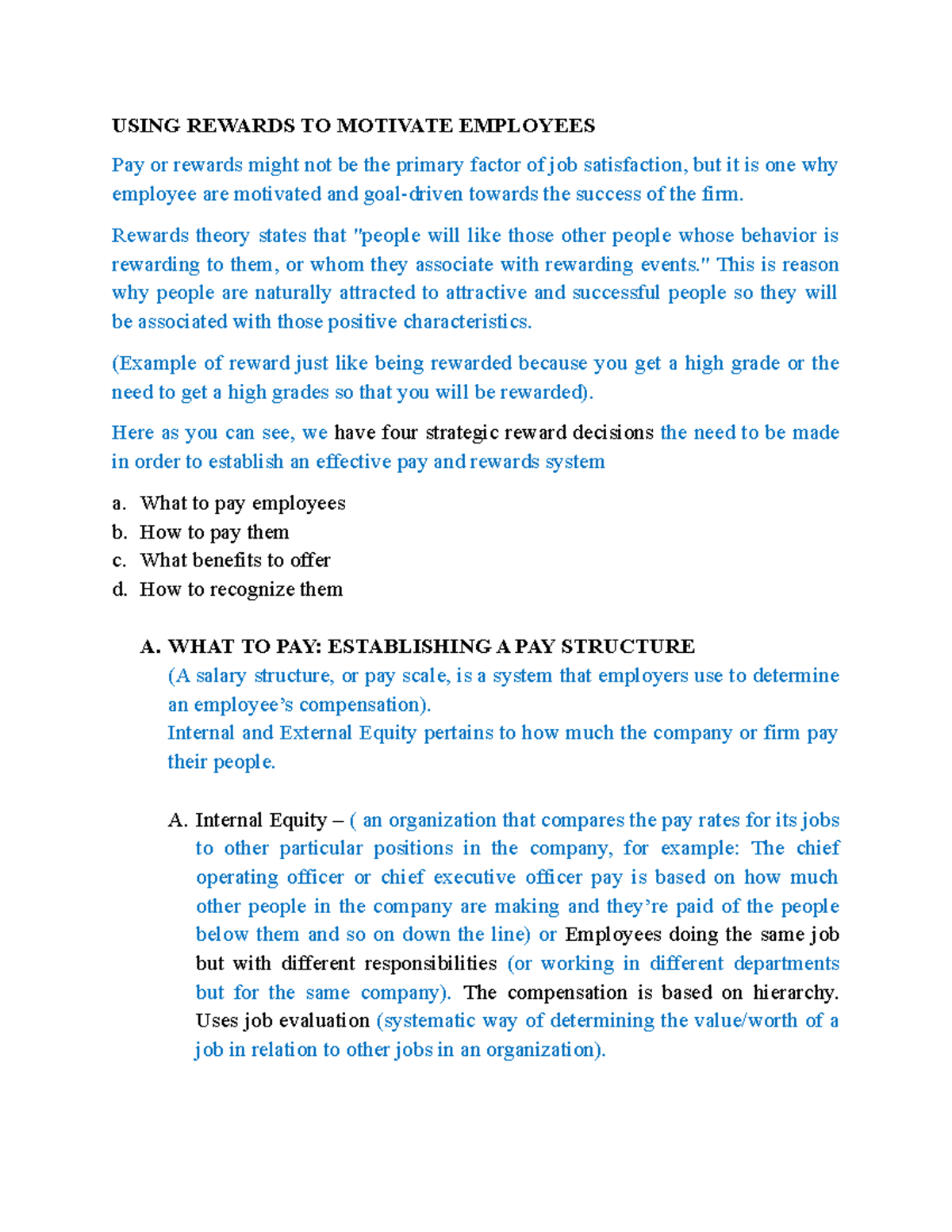 Using Rewards TO Motivate Employees - USING REWARDS TO MOTIVATE ...