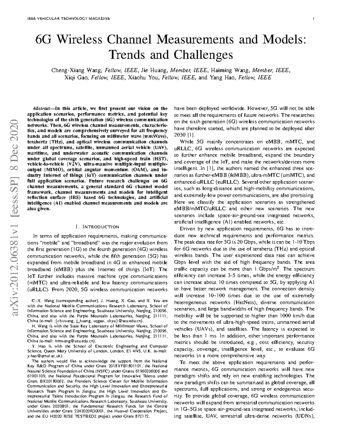 6G Channel Models - COMMUNICATION - 6G Wireless Channel Measurements and Models: Trends and ...