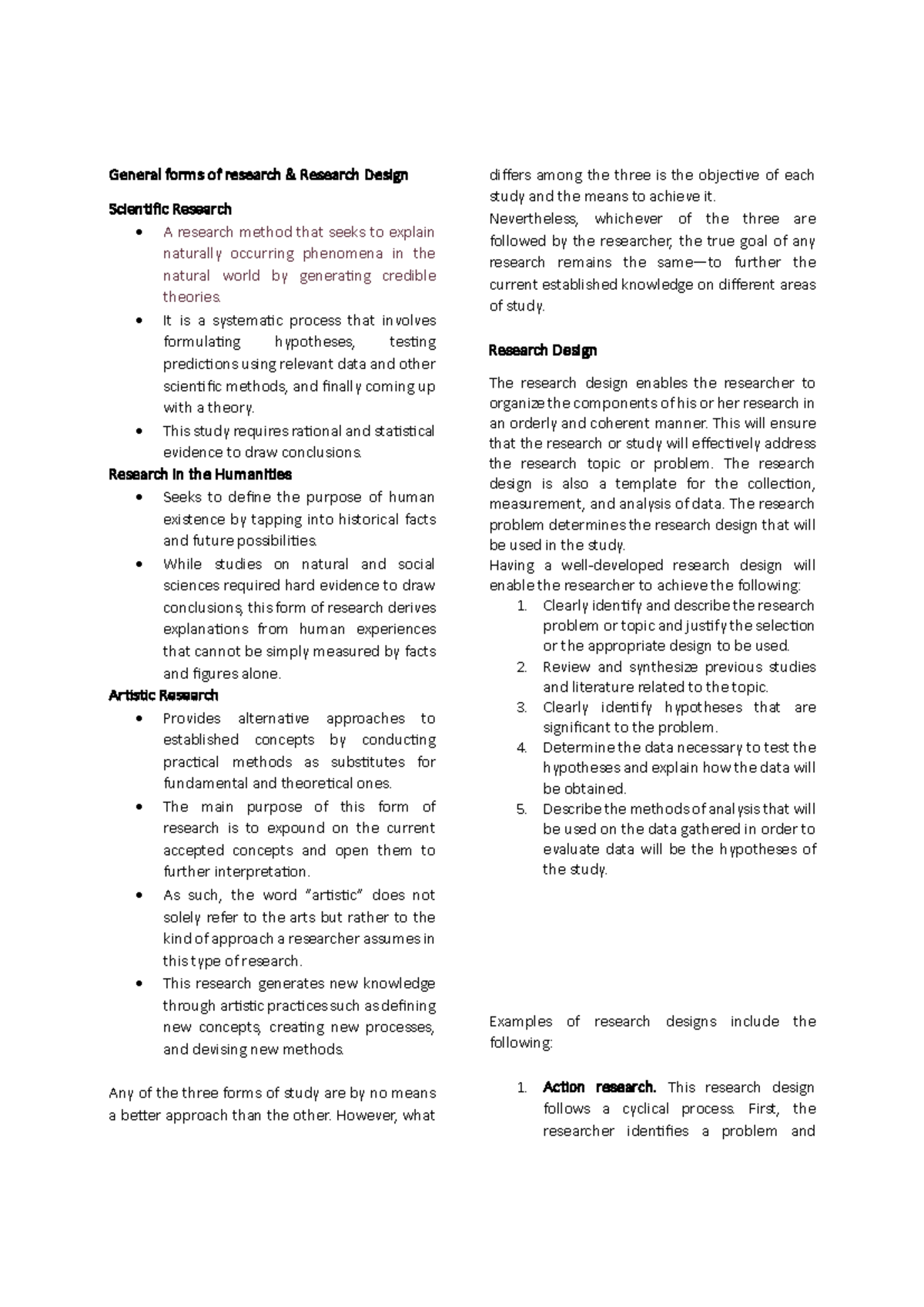 Practical Research 1 Quarter 1 Topics - General forms of research ...