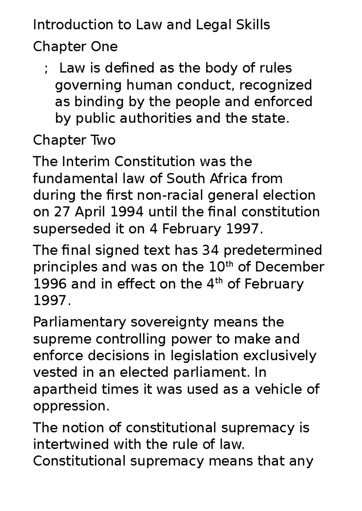 Intro to law - Introduction to Law and Legal Skills Chapter One ; Law ...