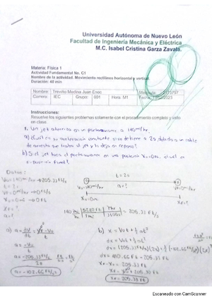 Act 3 5 ejercicios propuestos - ACT 3 EJERCICIOS PROPUESTOS Física Universidad Autónoma de Nuevo ...