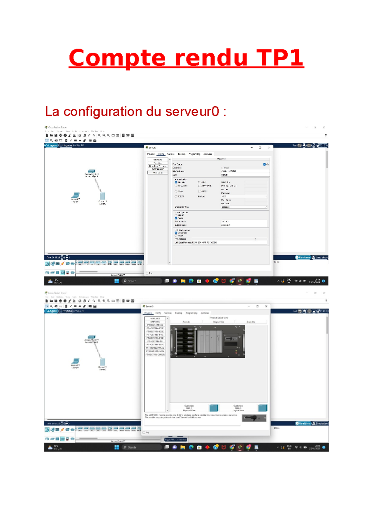 Compte rendu TP1 - u can practise more - Mécanique Du Point - Compte rendu TP La configuration ...