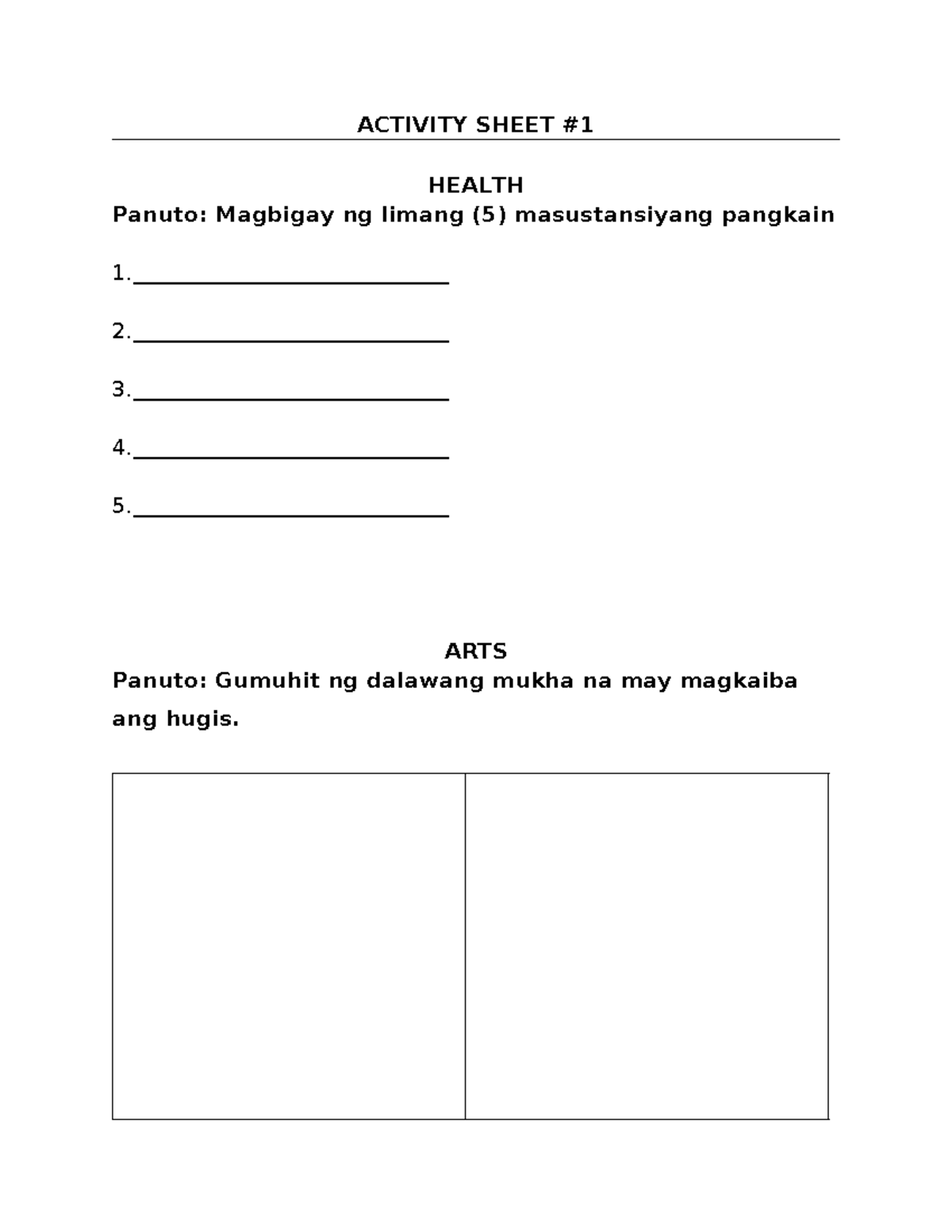 Health Activity sheet#1 - BSED - English major - ACTIVITY SHEET HEALTH ...