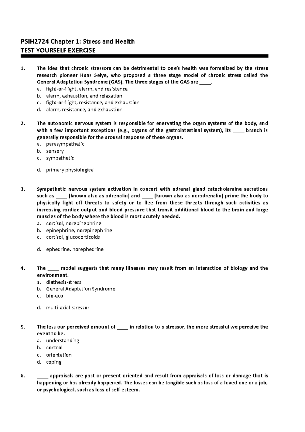PSIH 2724 Chapter 1 Test Yourself Exercise 2023 - PSIH2724 Chapter 1 ...