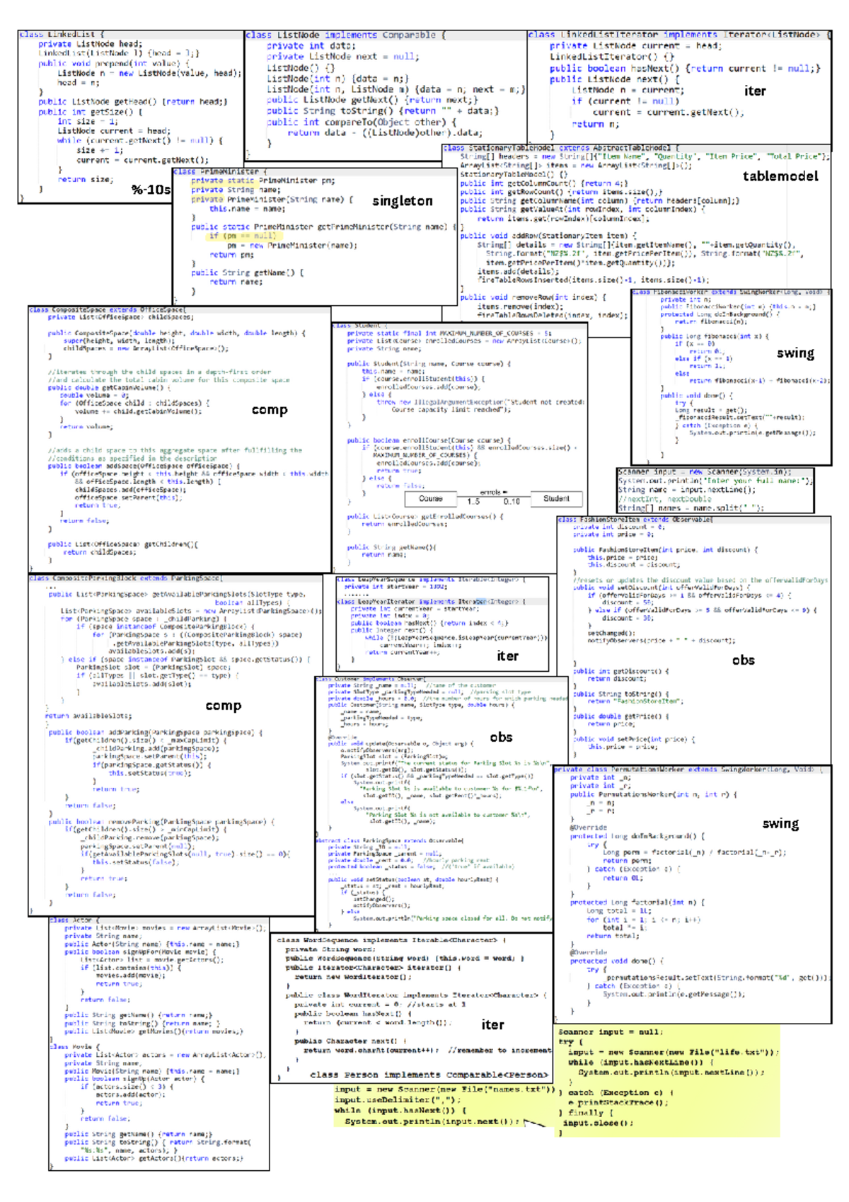 Exam cheatsheet 230 - Programming Techniques - singleton swing swing ...
