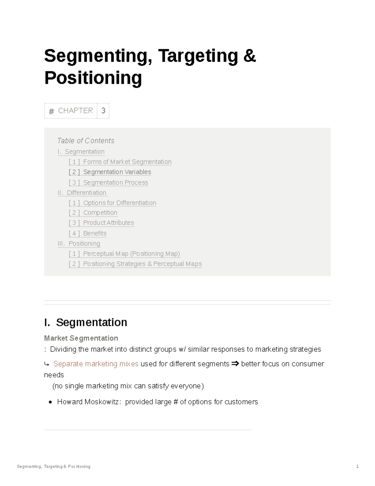 MARK 301 Segmenting, Targeting & Positioning - Segmenting, Targeting & Positioning CHAPTER 3 ...