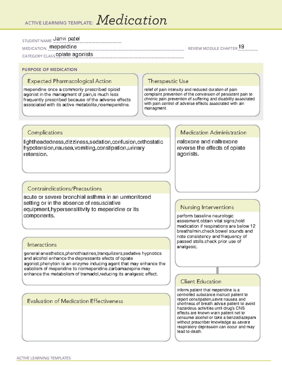 Medication blank drug 13 - ACTIVE LEARNING TEMPLATES Medication STUDENT ...