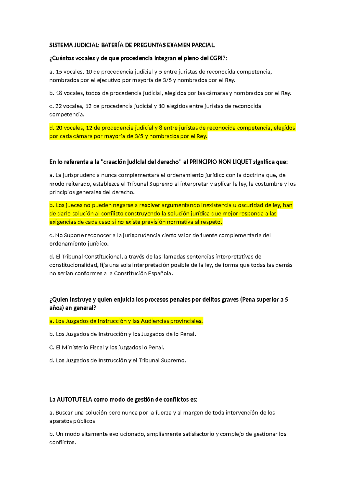 Batería preguntas examen parcial - SISTEMA JUDICIAL: BATERÍA DE PREGUNTAS EXAMEN PARCIAL ...