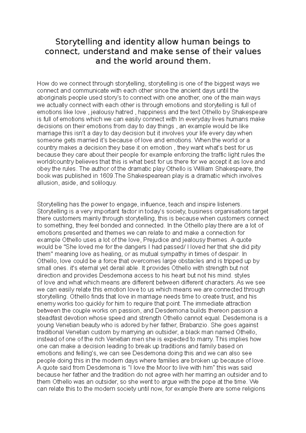 How do we connect through storytelling - Storytelling and identity ...