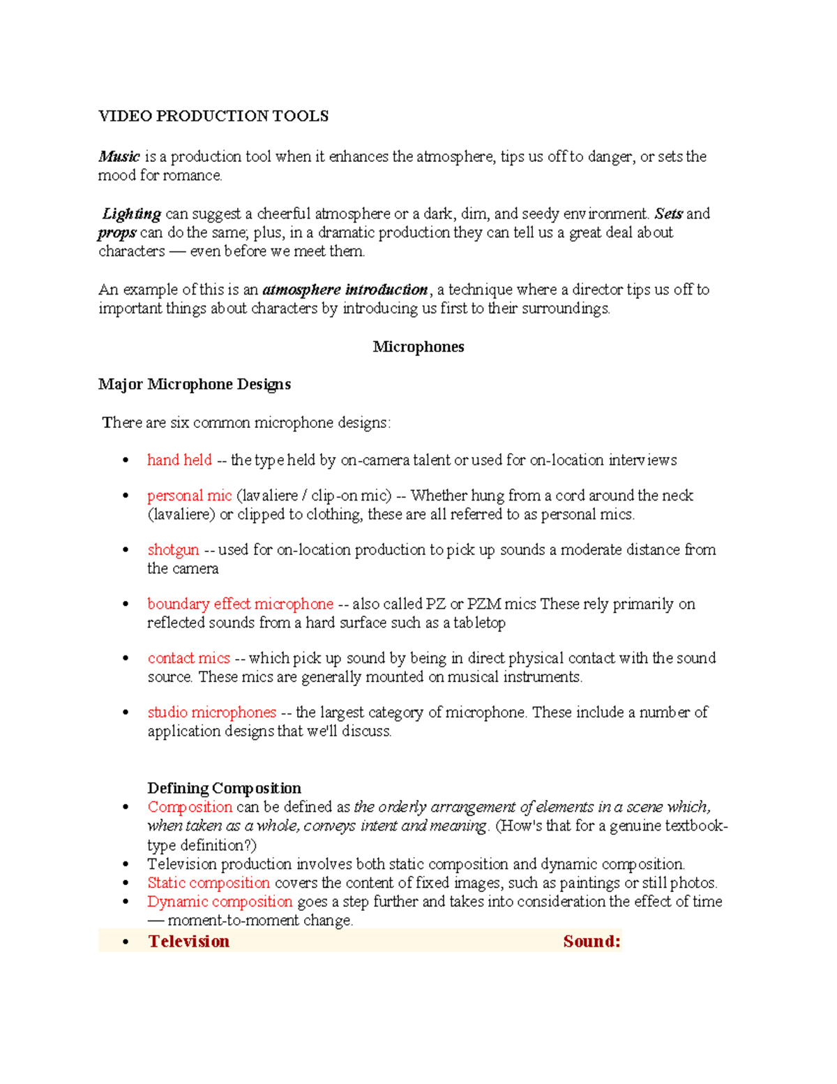 Video Production Tools - VIDEO PRODUCTION TOOLS Music is a production ...