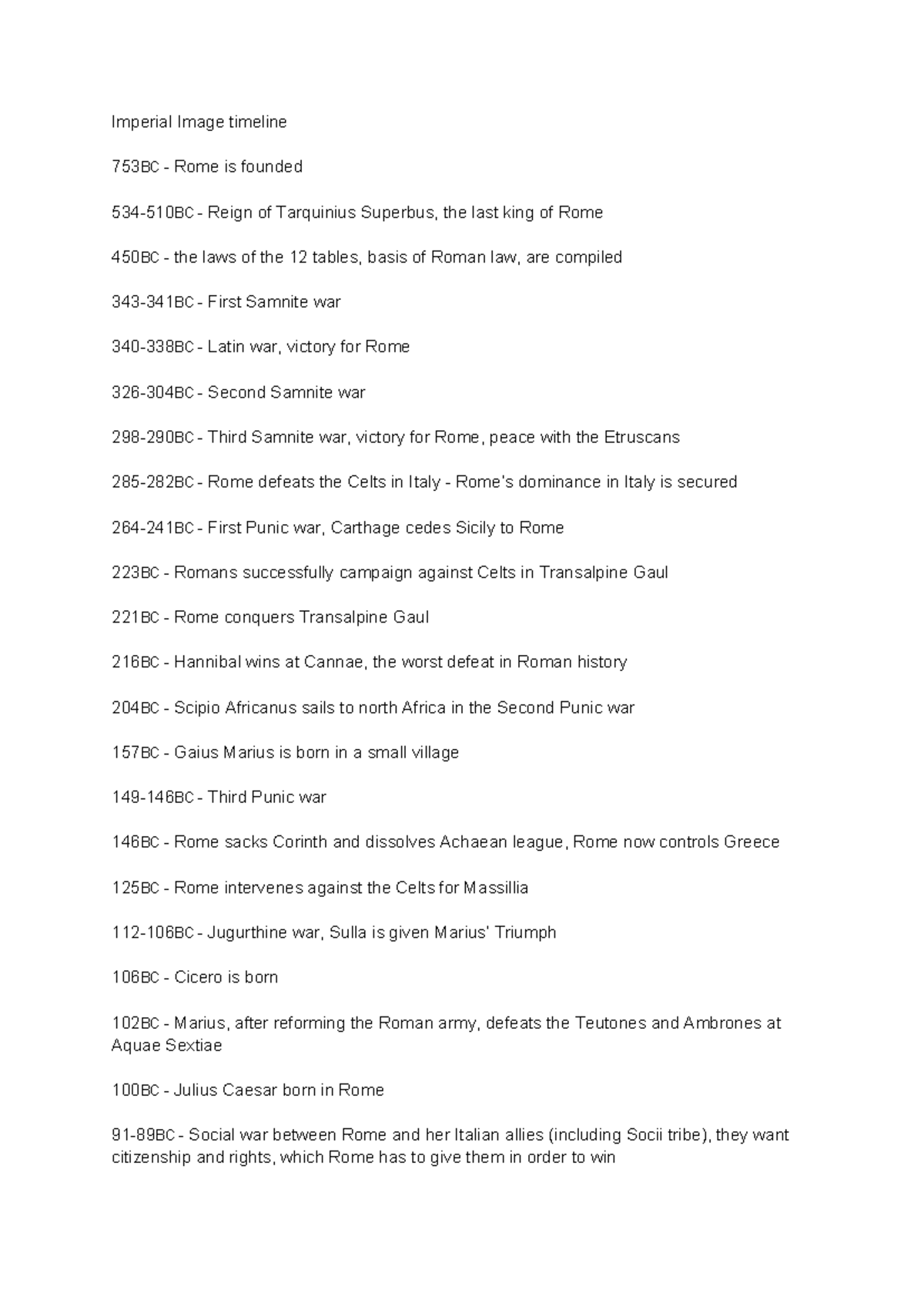 Imperial Image timeline - Studocu