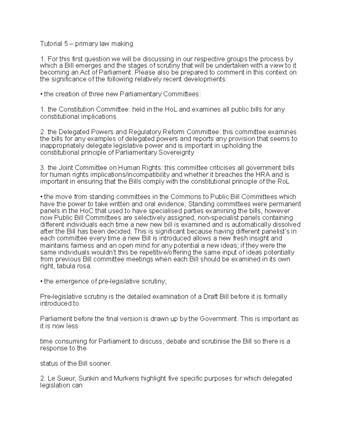 Tutorial 5 – primary law making - Tutorial 5 – primary law making For ...