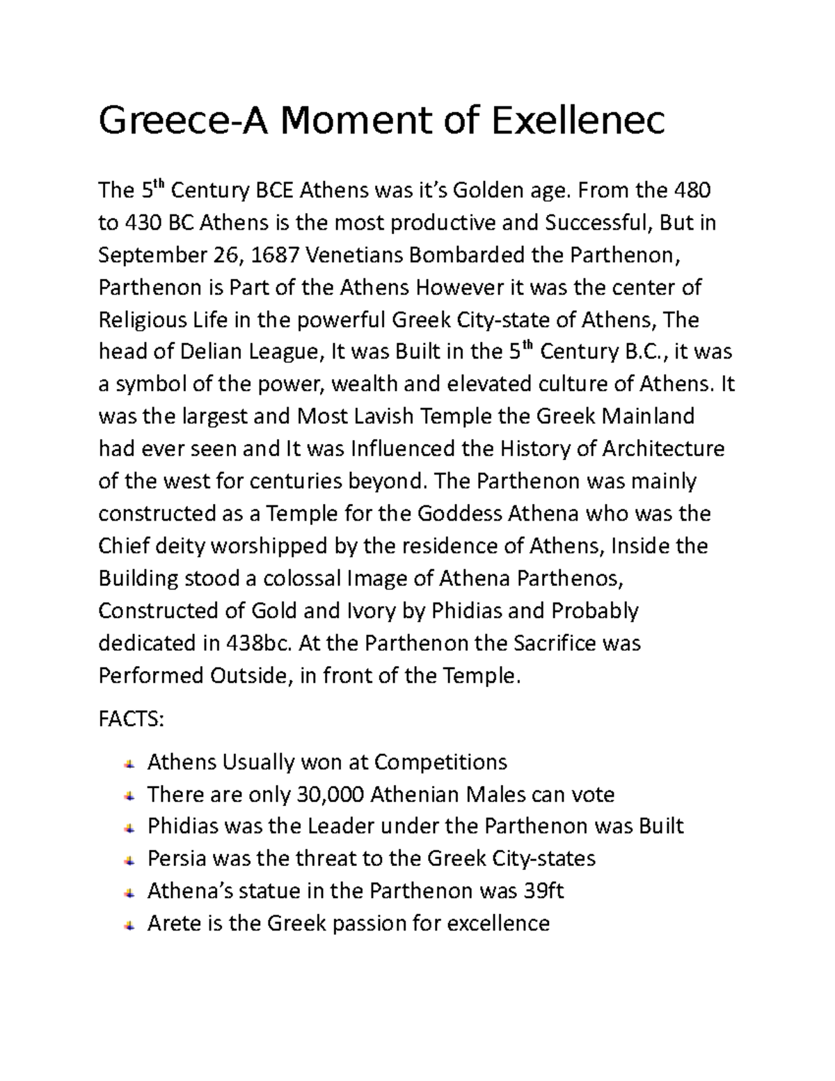 Greece, Moment of exelence - Greece-A Moment of Exellenec The 5 th ...
