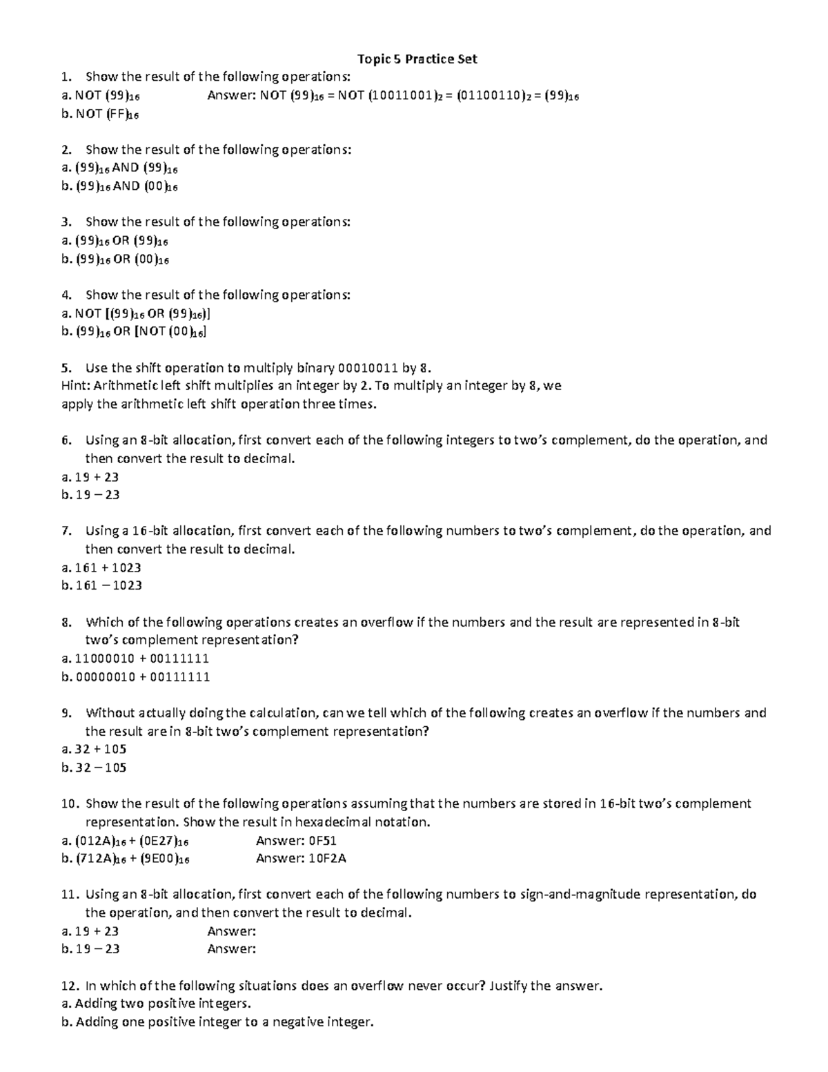 Topic 5 Practice Set - Just practical - Topic 5 Practice Set Show the ...
