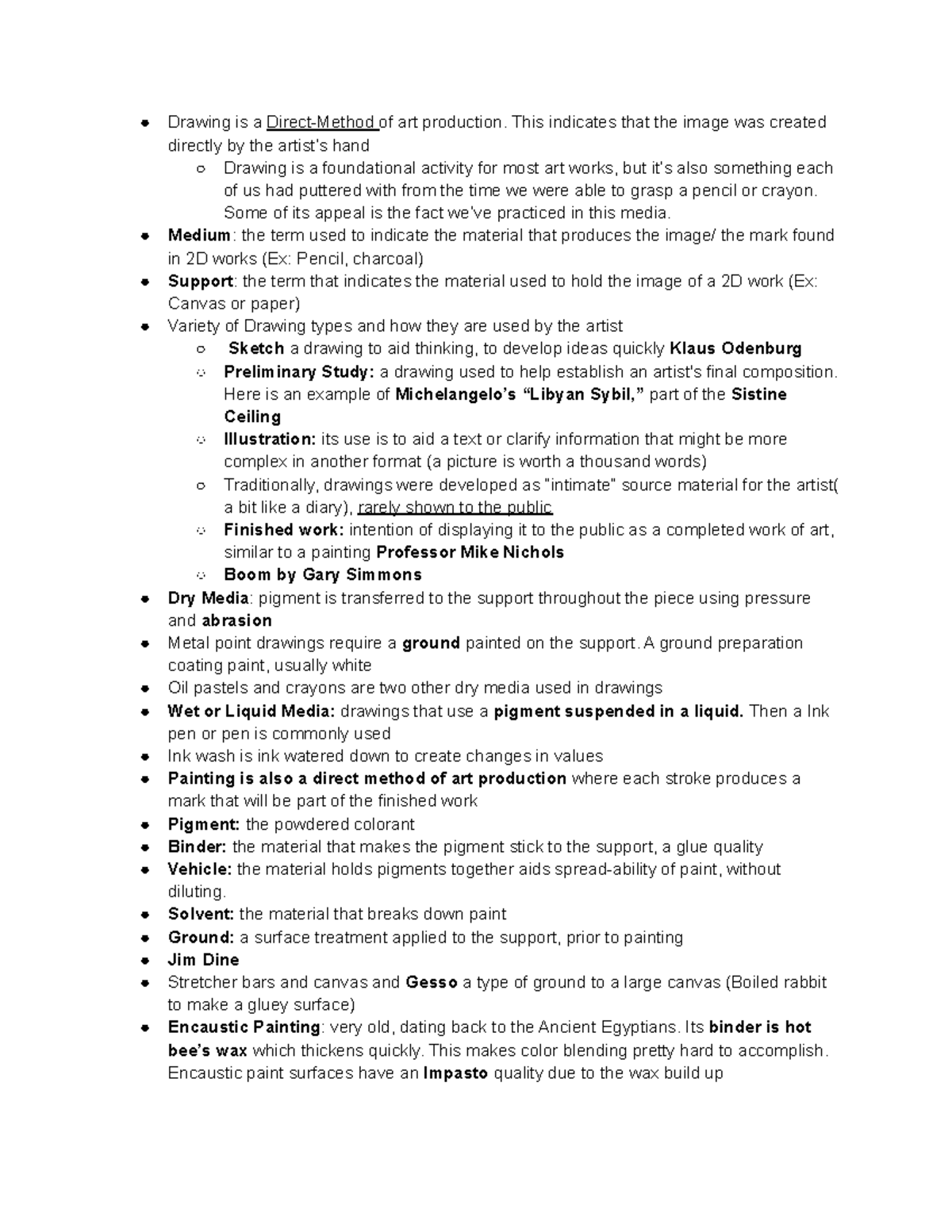 Art Appreciation Notes - Drawing is a Direct-Method of art production ...