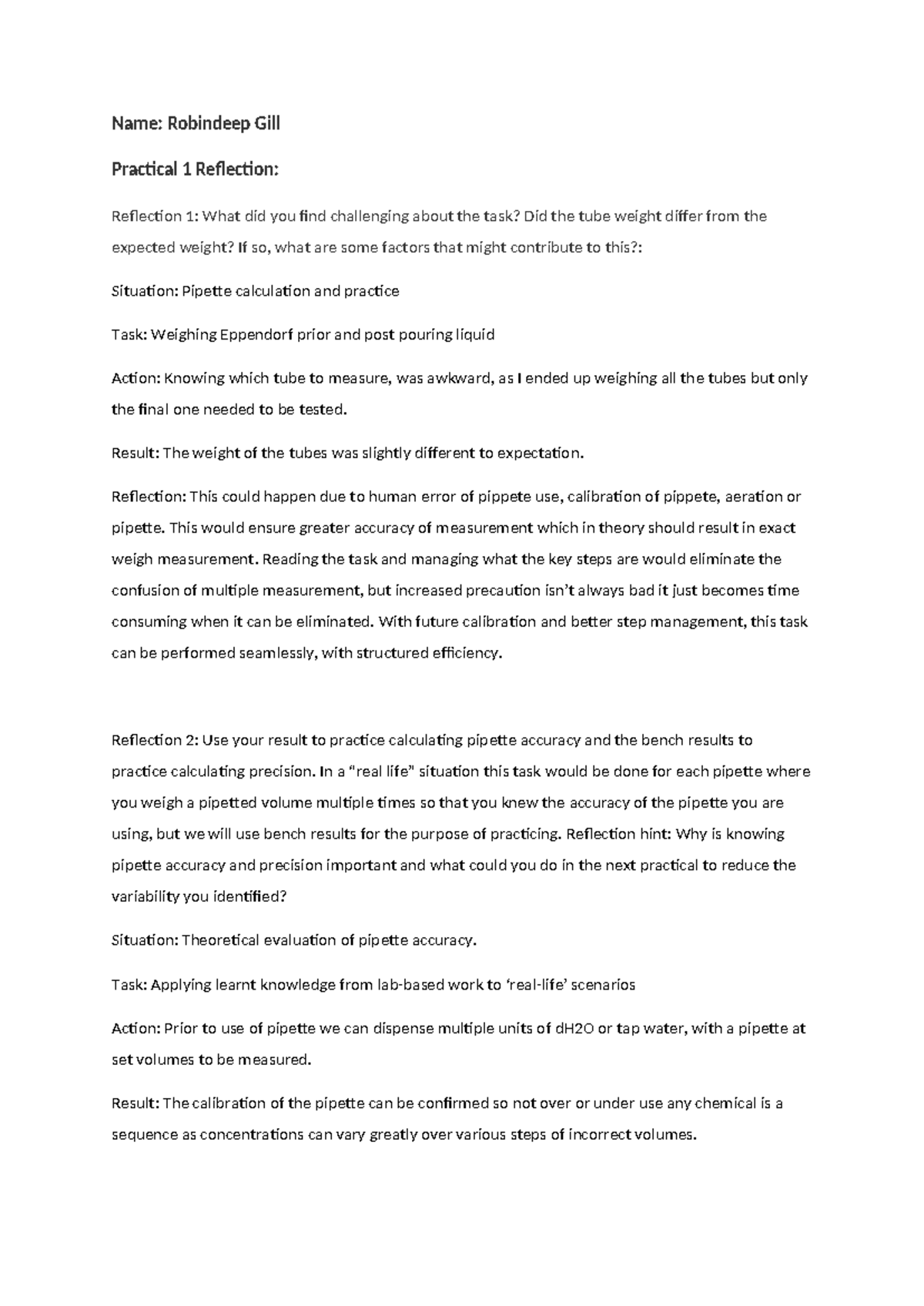 Prac 1 Starr - Name: Robindeep Gill Practical 1 Reflection: Reflection ...