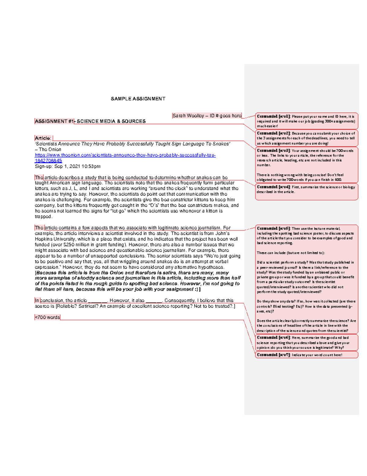Assignment#1 example - Assignment expectations with detailed criteria ...