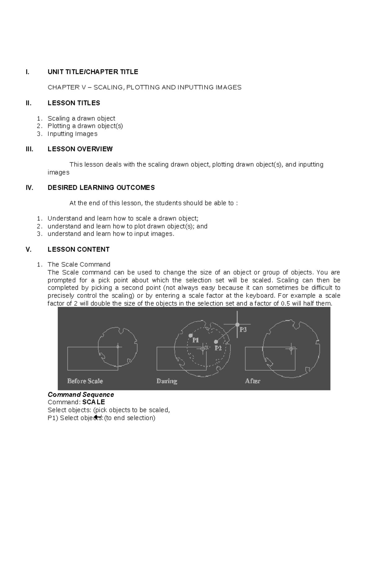 computer-aided design chapter 5 - I. UNIT TITLE/CHAPTER TITLE CHAPTER V – SCALING, PLOTTING AND ...