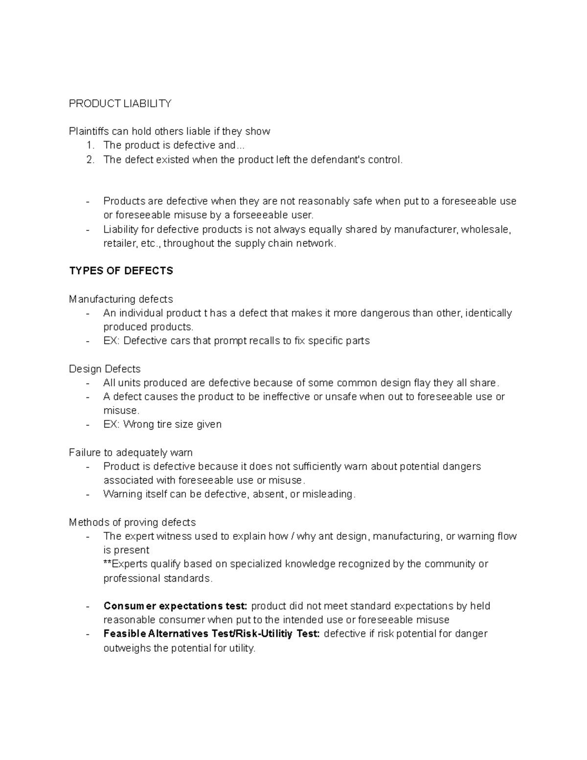 CHP 10 Product Liability - PRODUCT LIABILITY Plaintiffs can hold others ...