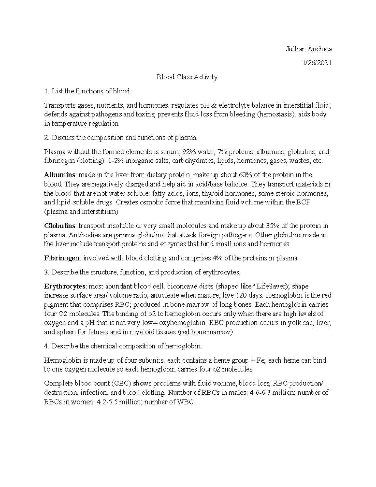 Blood Class Activity - grgfg - Jullian Ancheta 1/26/ Blood Class ...