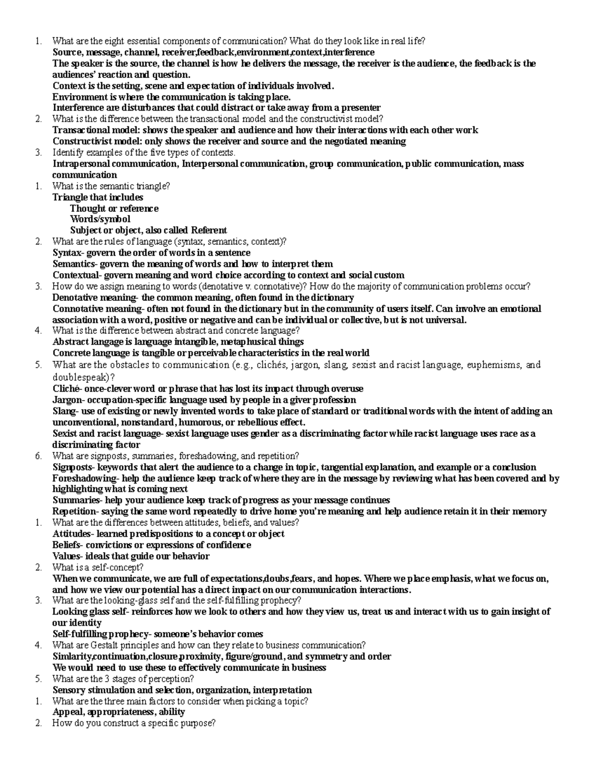 Exam 1 review - What are the eight essential components of ...