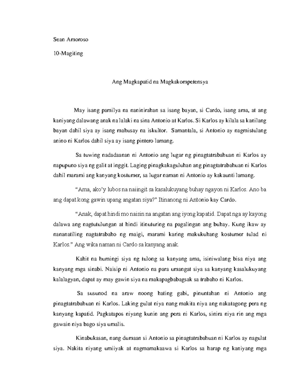 FIL Parabula - Sean Amoroso 10-Magiting Ang Magkapatid na ...