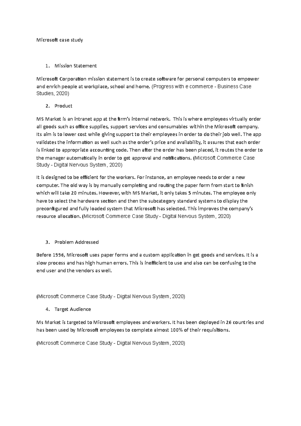 Microsoft case study - Microsoft case study Mission Statement Microsoft ...