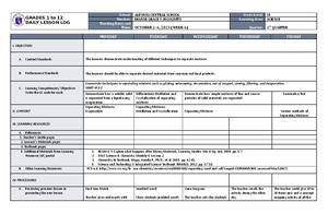 DLL Science 6 Q1 W5 - daily lesson log - GRADES 1 to 12 DAILY LESSON LOG School: ALFONSO CENTRAL ...