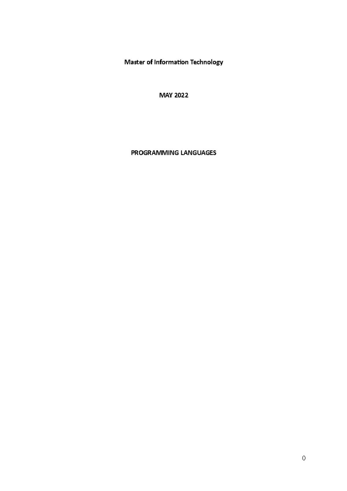 CMPL5103 - Answer - PROGRAMMING LANGUAGES - Master of Information ...