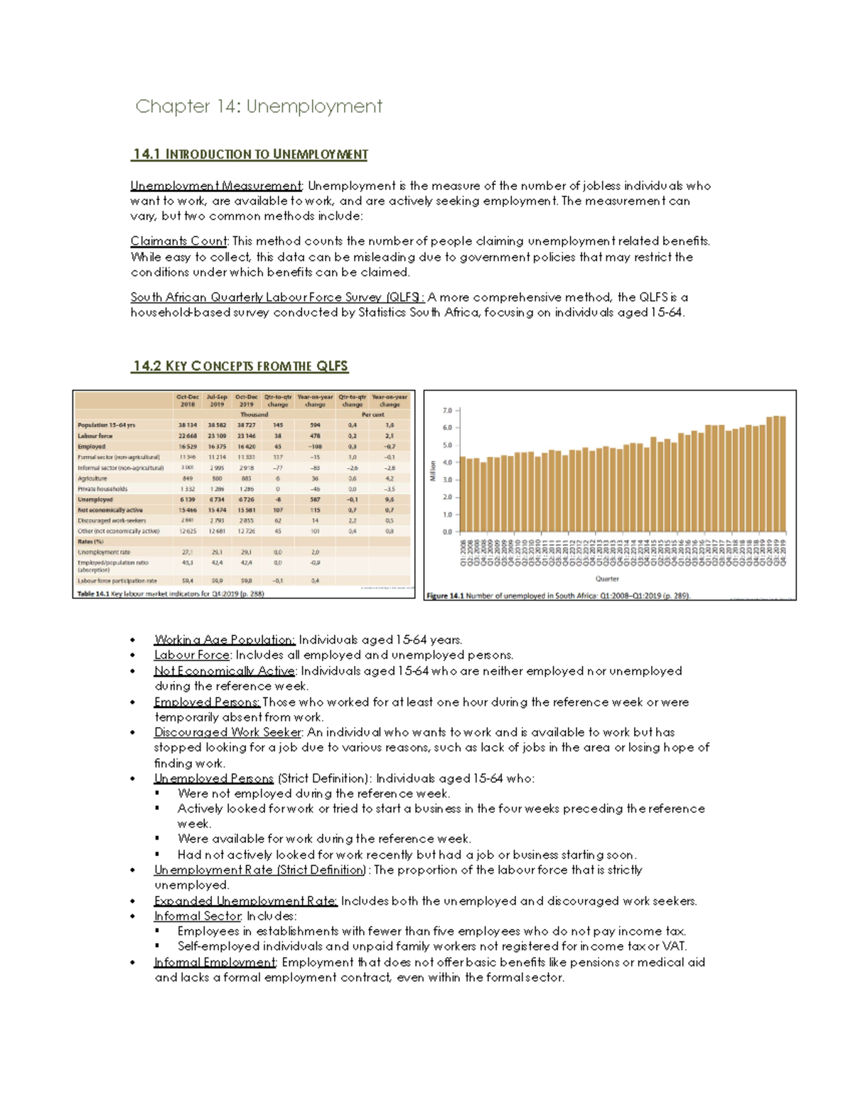 ECC102 chapter 14 summary - Chapter 14: Unemployment 14 INTRODUCTION TO ...