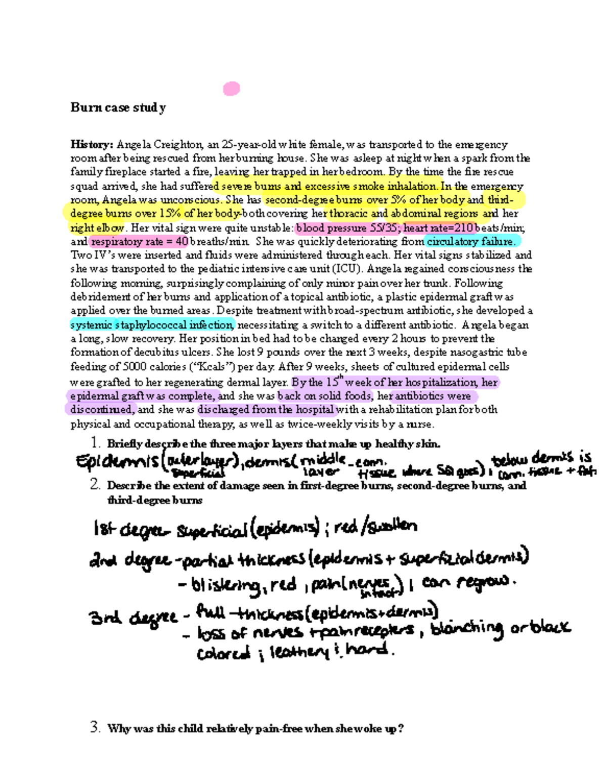 Wk 10 HW 245 - Burns - Burn case study History: Angela Creighton, an 25 ...