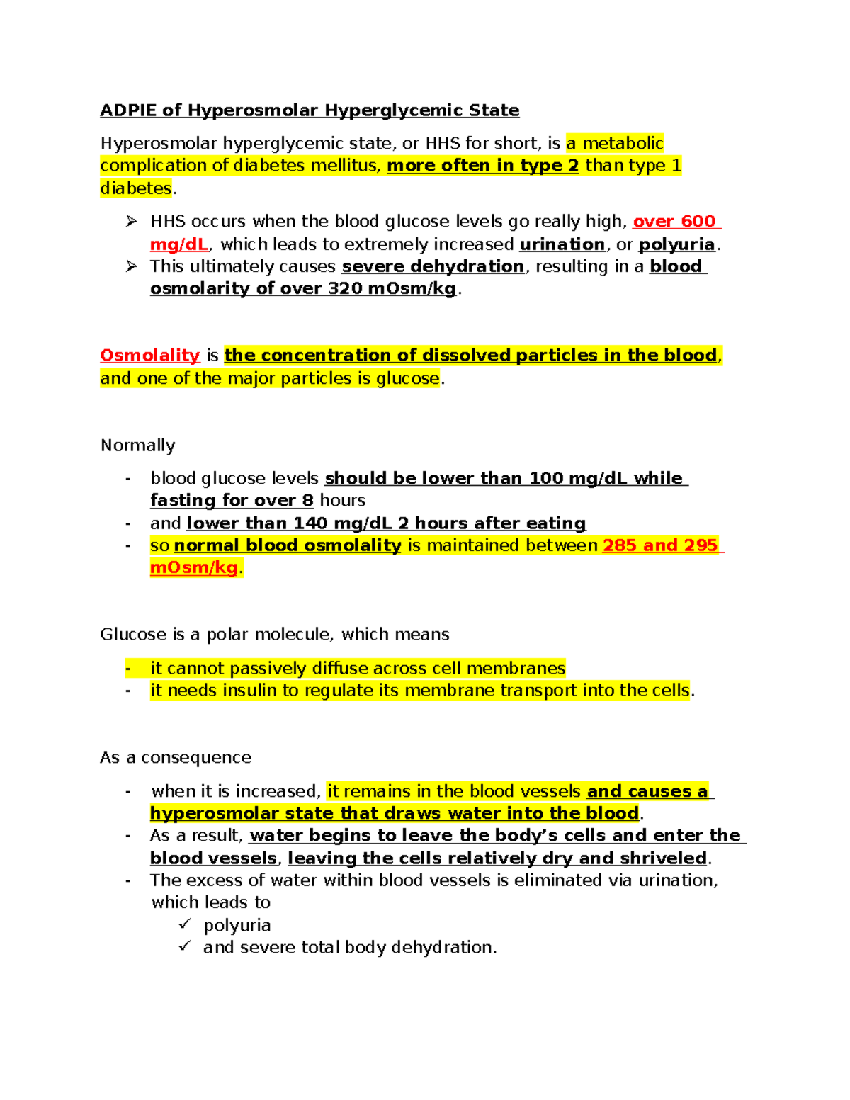 HHS - HA LECTURE - ADPIE of Hyperosmolar Hyperglycemic State ...