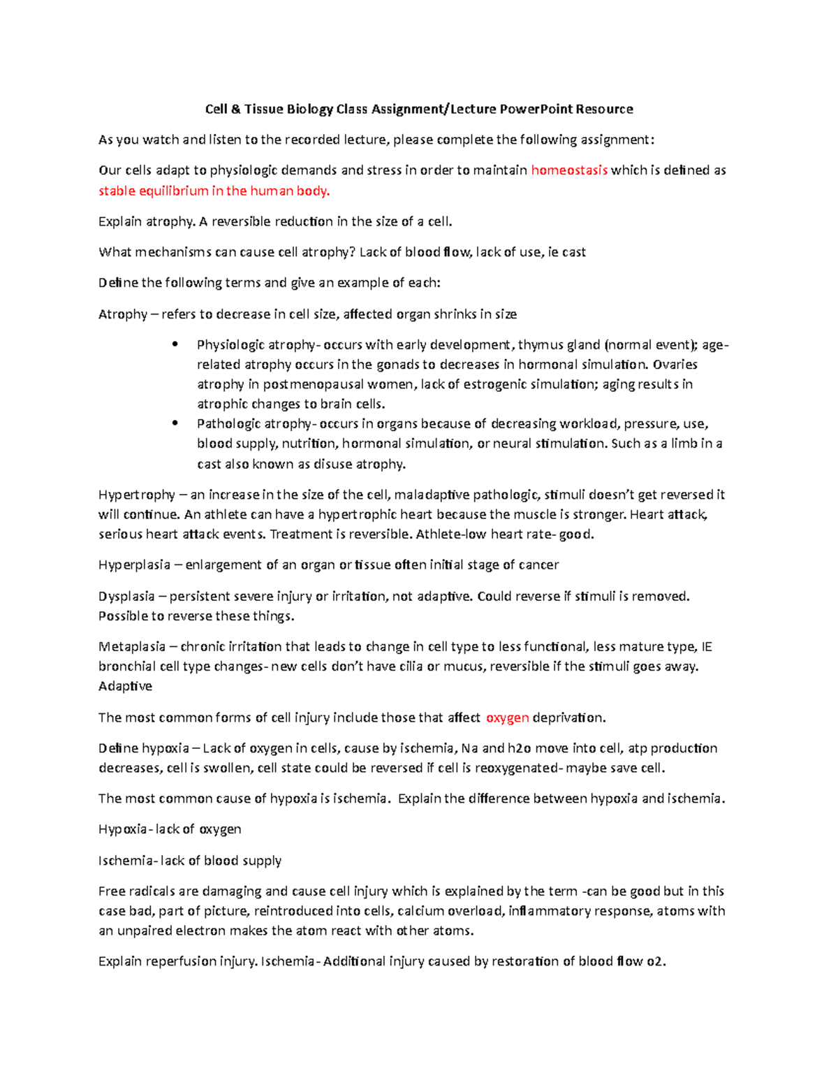 Cell & Tissue Biology Worksheet Fa21 - Cell & Tissue Biology Class ...